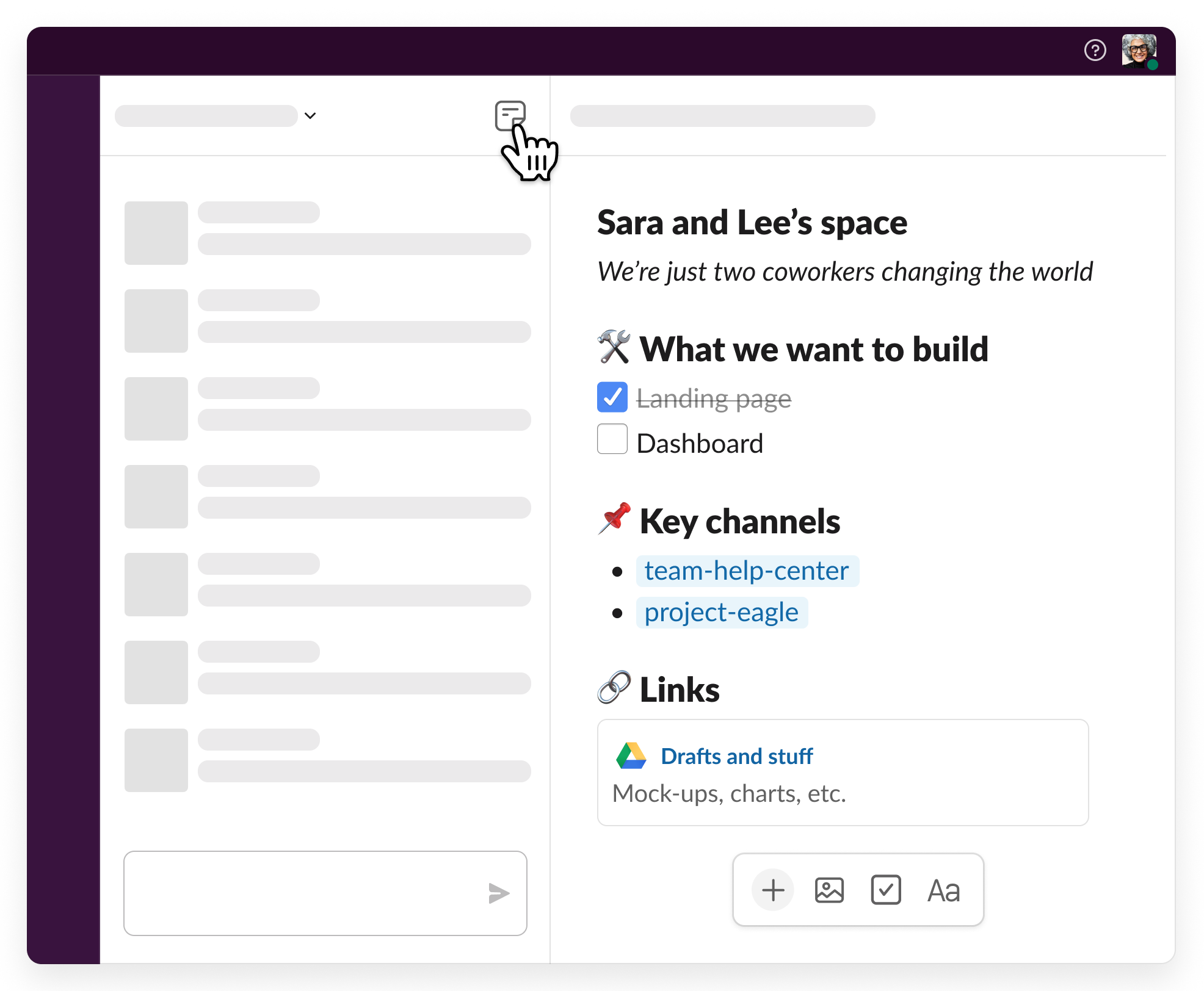 Canvases: Take notes and align on tasks | Slack